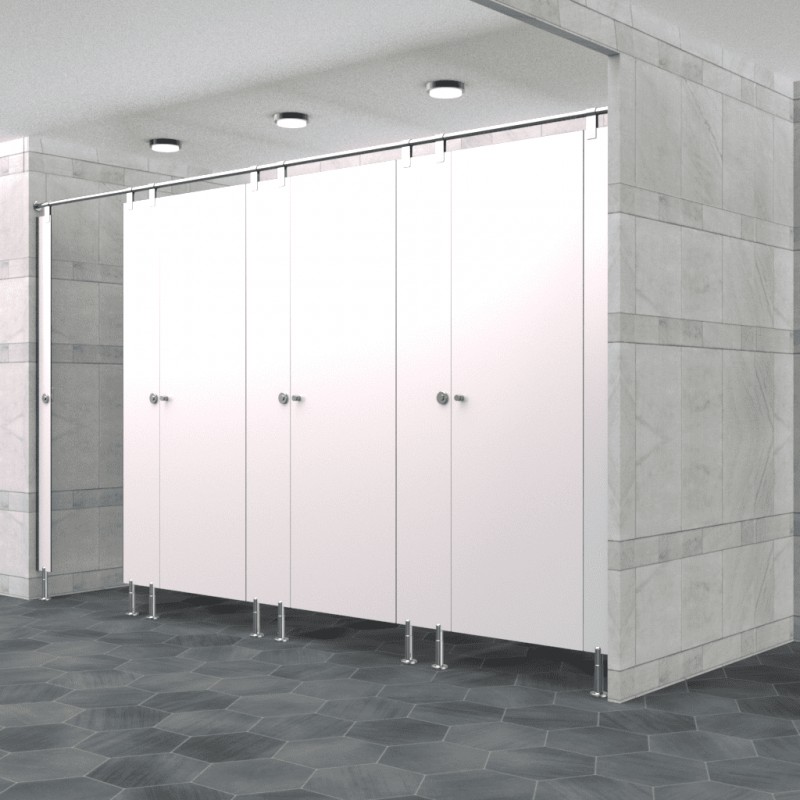 Cabine Sanitaire Stratifié Compact Inox 4F - La Fabrique des Casiers
